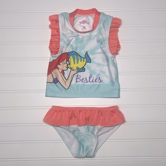 Disney | Swim | Disney Princess Euc Ariel Little Mermaid Flounder 2 Piece Swimsuit Tankini ...